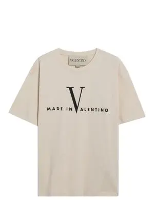 Valentino Garavani Valentino Butter-Colored Â€Œmade In Valentinoâ€ T-Shirt Men Cream