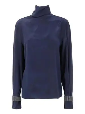 Brunello Cucinelli Silk High-neck Blouse - Multicolor