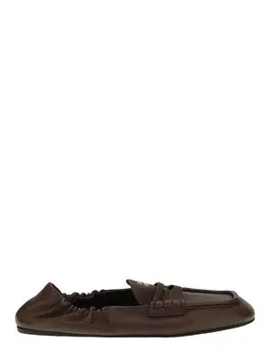 Miu Miu Ruches Nappa Leather Loafers - Brown