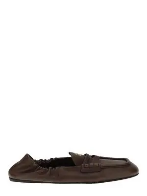 Miu Miu Ruches Nappa Leather Loafers - Brown
