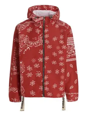 Khrisjoy Bandana Hood Nylon Windbreaker Jacket - Red