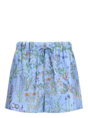 Gucci Printed Silk Twill Shorts - Blue