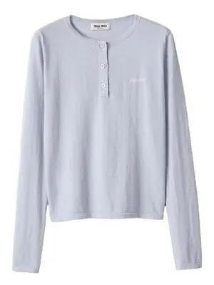 Miu Miu MIU MIU Cashmere Henley Sweater Blue