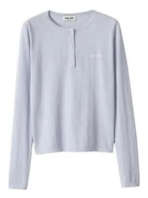 Miu Miu Cashmere Henley Sweater - Blue
