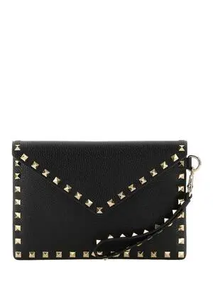 Valentino Garavani Leather Rockstud Clutch - Black