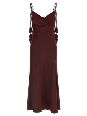 SELF-PORTRAIT Satin Flower Midi Dress - Multicolor