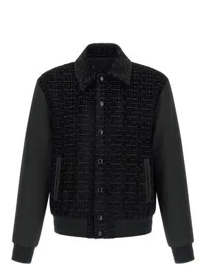 Balmain Monogram Velvet Bomber Jacket - Black