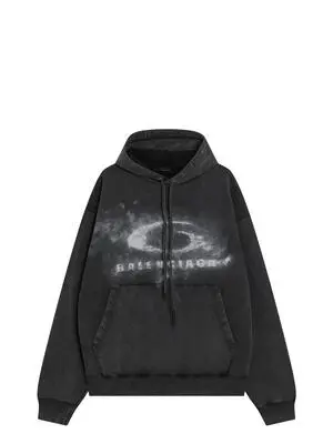 Balenciaga Faded Crayon Loop Oversize Hoodie - Black