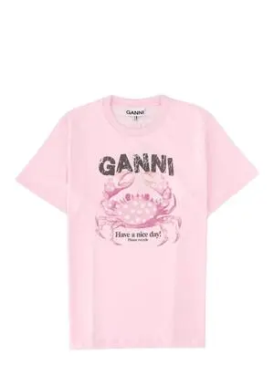 GANNI Printed T-shirt - Pink