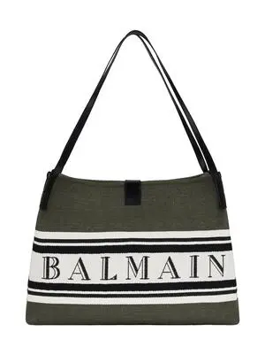 Balmain Medium Canvas And Leather Release Tote - Black