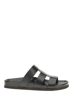 Valentino Garavani Studshield Leather Slide Sandals - Black