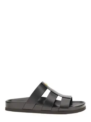 Valentino Garavani Studshield Leather Slide Sandals - Black
