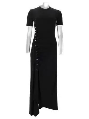 Rabanne Abito Lungo In Jersey Drappeggiato - Black
