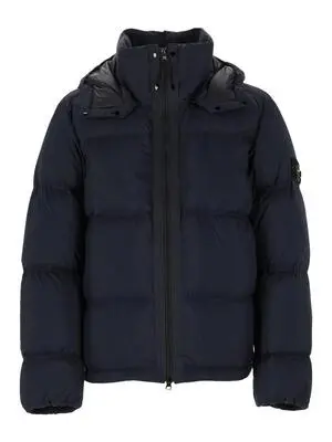 Stone Island Piumino Antistrappo Con Cappuccio Removibile - Blue