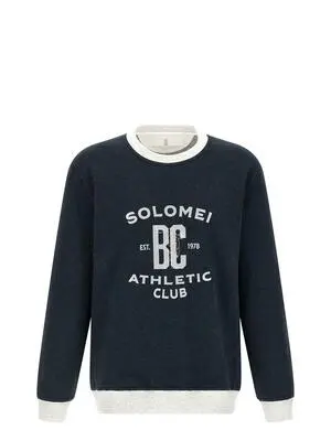 Brunello Cucinelli Cotton And Linen Sweatshirt - Blue