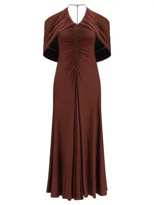 SELF-PORTRAIT Jersey Midi Dress - Brown