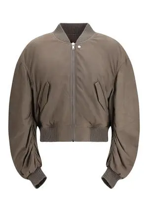 Rick Owens Secchia Lambskin Leather Bomber - Gray