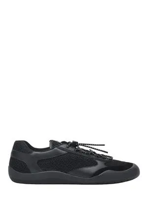 Prada Speedrock Leather And Mesh Sneakers - Black