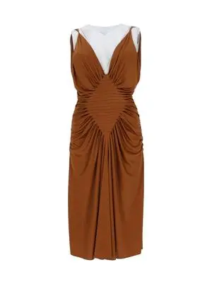 Versace Abito Midi In Jersey Di Viscosa - Brown