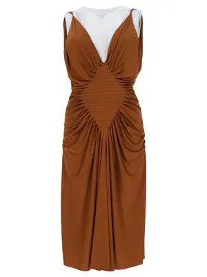 Versace Viscose Jersey Midi Dress - Brown