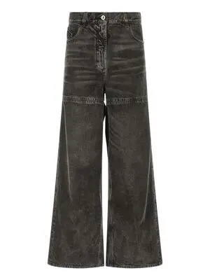 Attico Cut-out Wide Straight Leg Jeans - Black