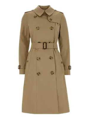 Burberry Beige Twill Trench Coat - Brown