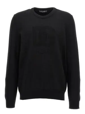 Dolce & Gabbana Dg Intarsia Wool Sweater - Black