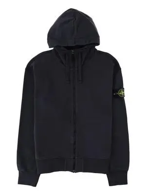 Stone Island Logo Patch Hooded Sweatshirt - Blue