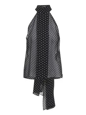 TOM FORD TOM FORD Polka Dot Silk Lavallier Top Black