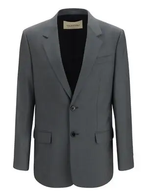 Valentino Garavani Single-breasted Wool And Mohair Jacket - Gray