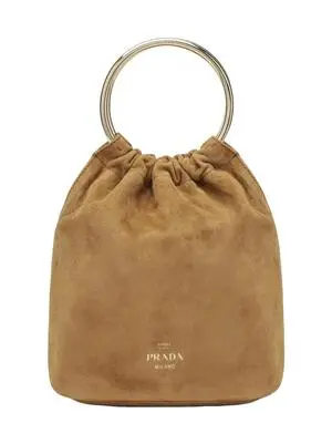 Prada PRADA Suede Mini Bucket Bag Brown