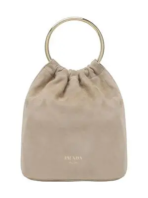 Prada Mini Bucket Bag In Desert Suede - Orange