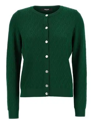 Versace V-pattern Stretch Viscose Cardigan - Green