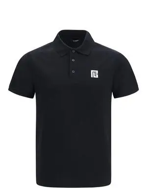 Balmain Pb Embroidered Logo Polo - Black