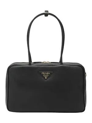Prada Large Duffle Bag In Leather - Black