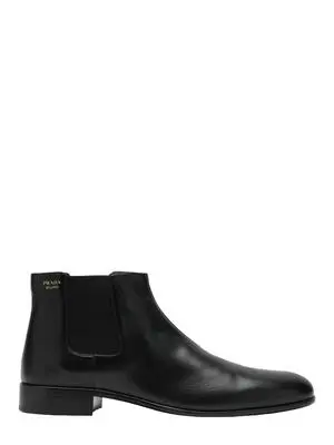 Prada Leather Ankle Boots - Black