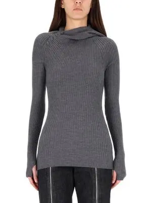 JEAN PAUL GAULTIER Ribbed Wool Sweater - Gray