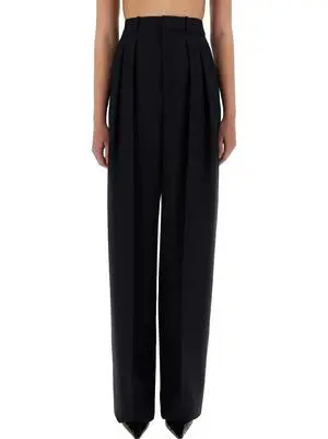 Saint Laurent Wide-leg Grain De Poudre Trousers - Blue
