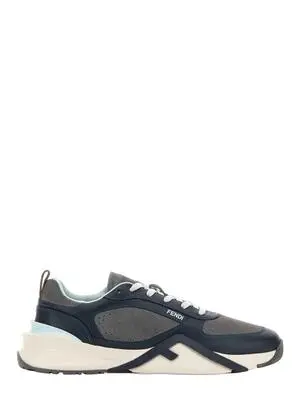 Fendi Two-tone Leather And Suede Flow Sneakers - Multicolor