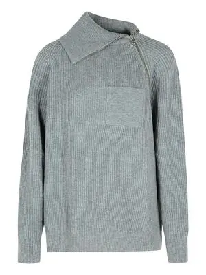 Sportmax Cashmere Blend Zip Sweater - Gray