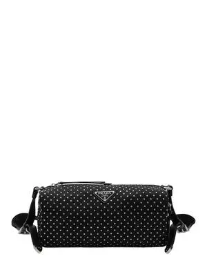 Prada Re-nylon Shoulder Bag With Studs - Black