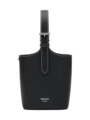 Prada Smooth Leather Bucket Bag - Black