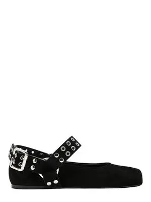 Alaïa Suede Flat Ballerina Biker - Black