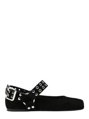 Alaïa Suede Flat Ballerina Biker - Black