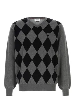 FERRAGAMO Virgin Wool Argyle Sweater - Gray