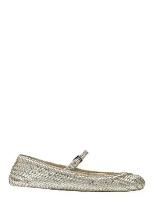 Prada Gold Woven Leather Ballet Flats - Silver