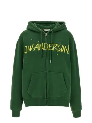 JW Anderson Printed Zip-up Hoodie - Green