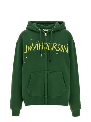 JW Anderson Printed Zip-up Hoodie - Green