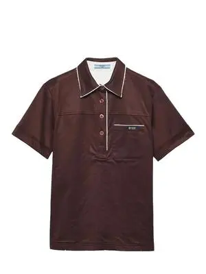 Prada PRADA Cotton Polo Top Brown