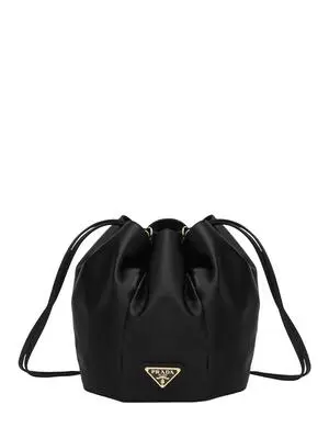 Prada Satin Bucket Bag - Black
